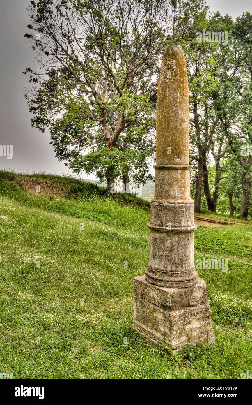 Apollos obelisk in Ruins of an ancient Greek city of Apollonia at Fier ...