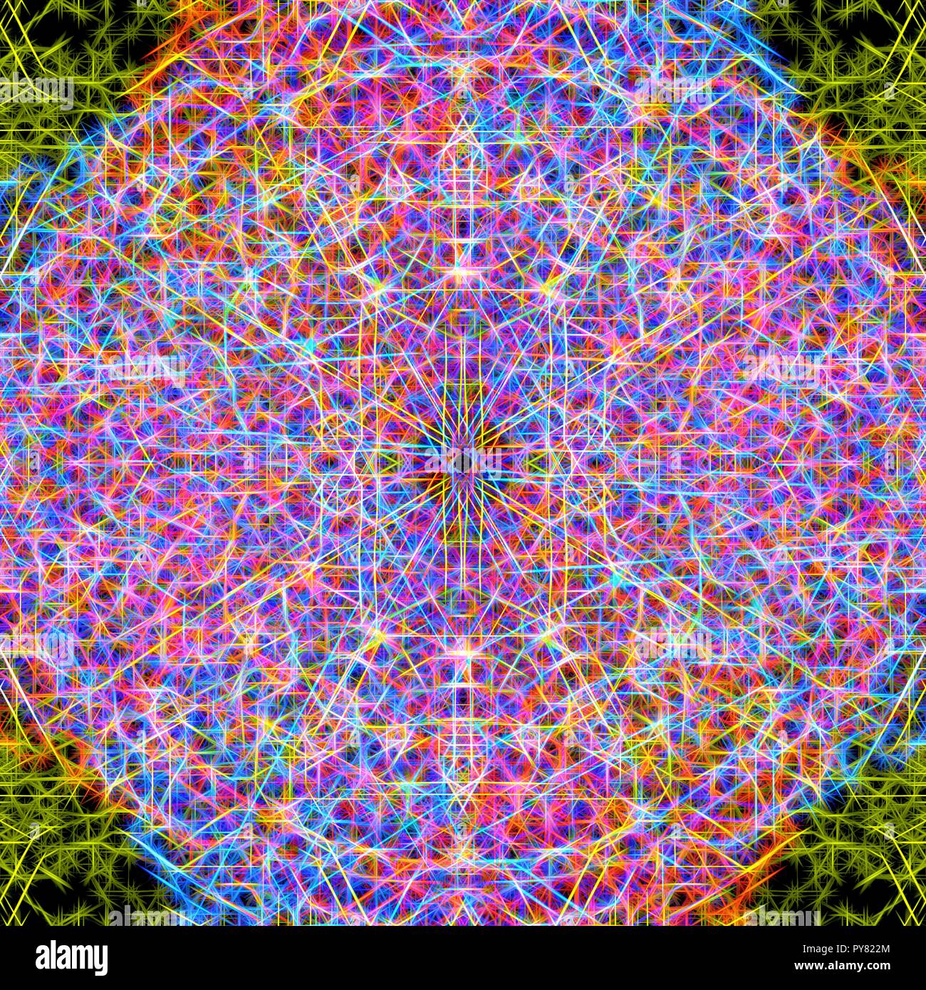 A colorful and vivid image with abstract Sacred Geometry. A psychedelic ...