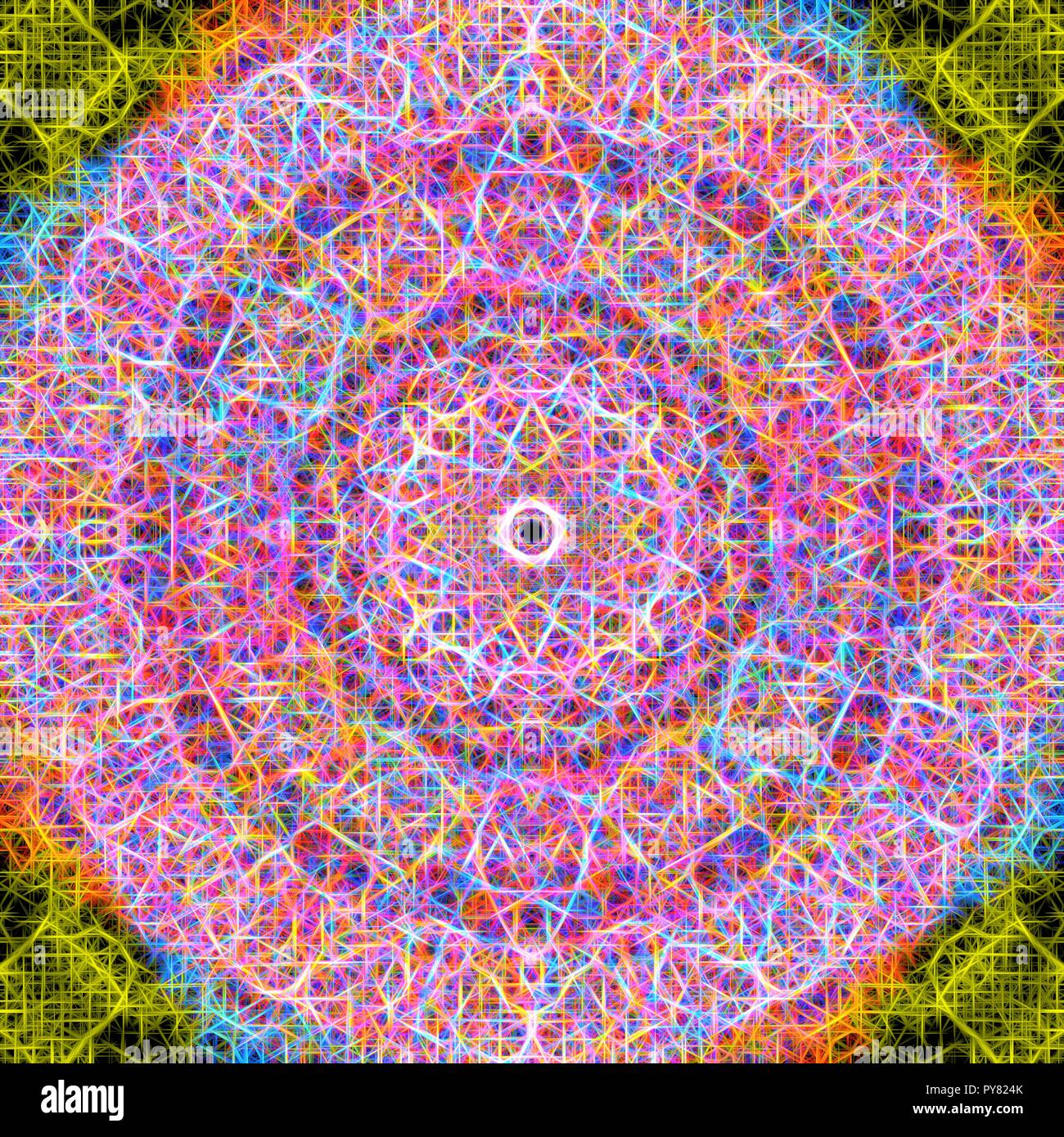 A colorful and vivid image with abstract Sacred Geometry. A psychedelic ...