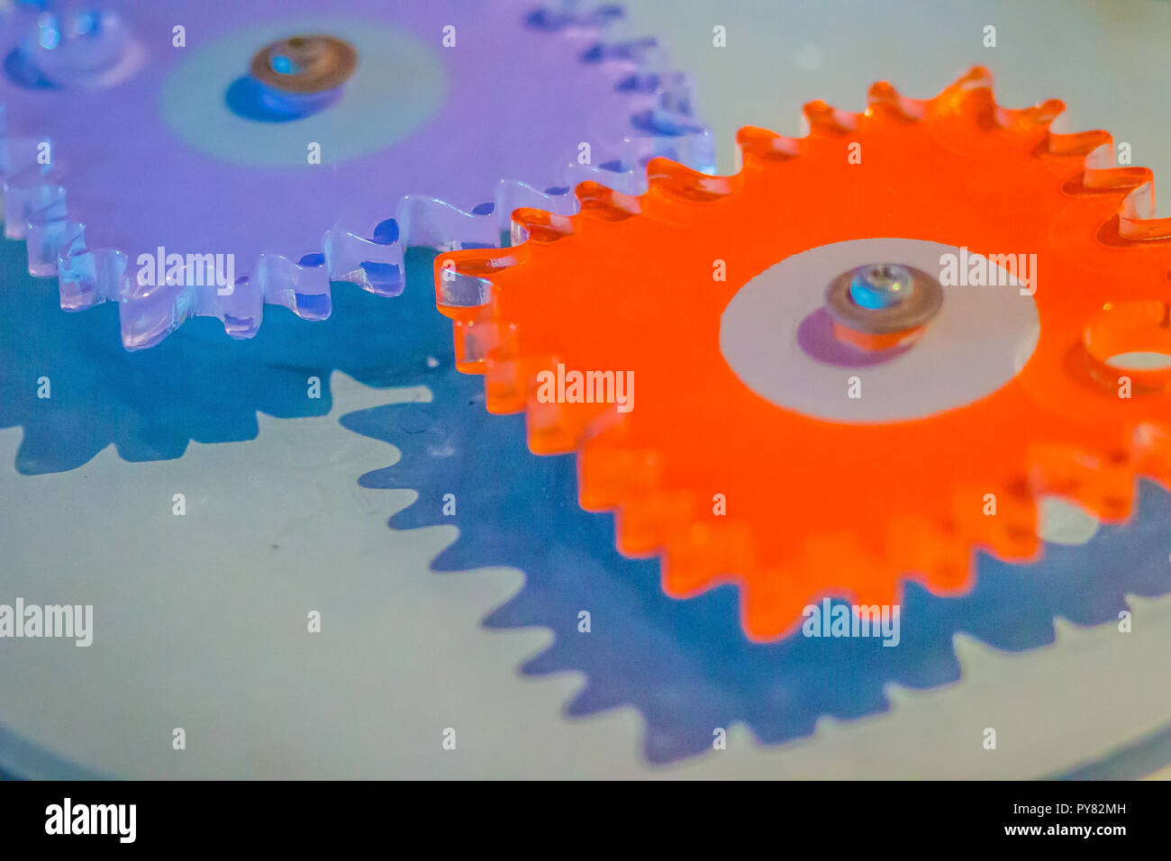 Sample product of plastic cogwheel gears for education. Colorful ...