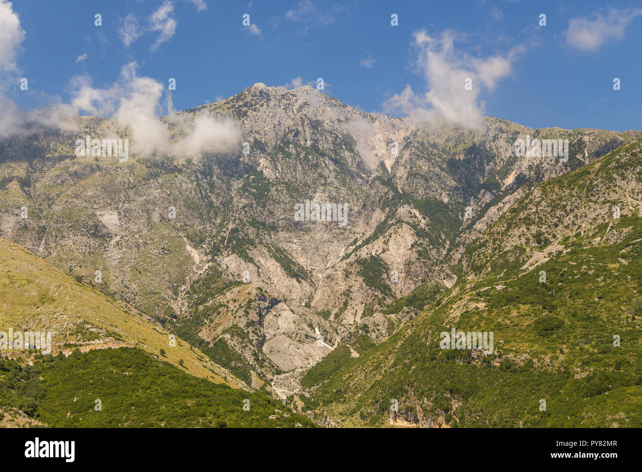 View from Llogara Pass to the Cikes mountains in Albania Stock Photo ...