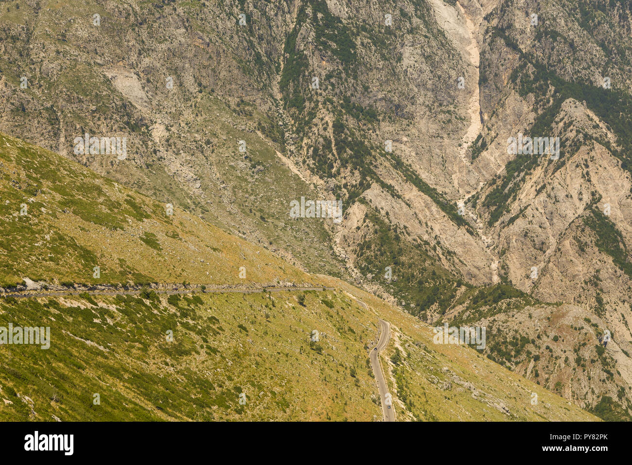 View from Llogara Pass to the Cikes mountains in Albania Stock Photo ...