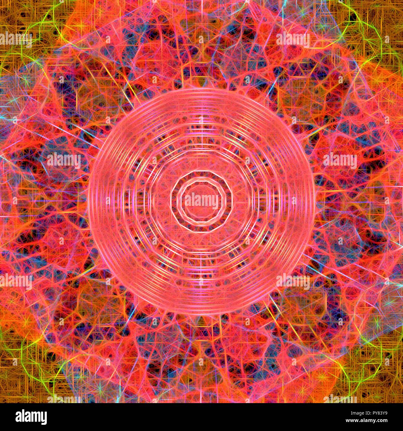 A colorful and vivid image with abstract Sacred Geometry. A psychedelic ...