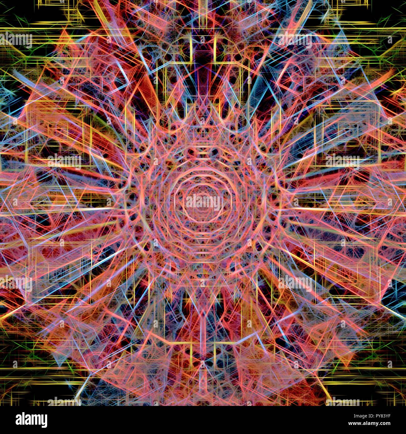 A colorful and vivid image with abstract Sacred Geometry. A psychedelic ...