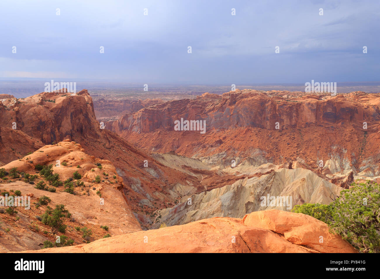 Panorama from Canyonlands National Park, USA. Upheaval Dome viewpoint ...