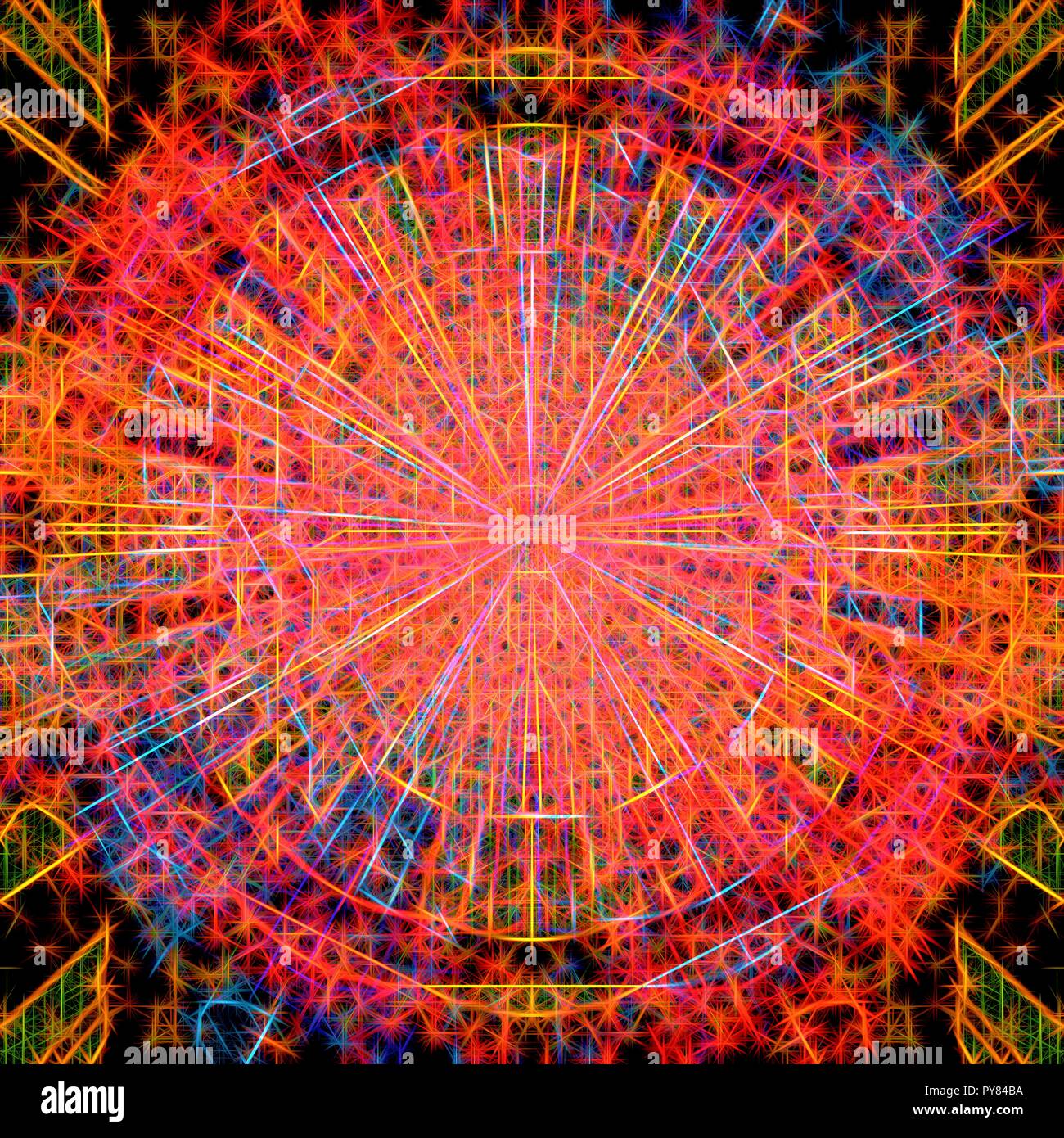 A colorful and vivid image with abstract Sacred Geometry. A psychedelic ...