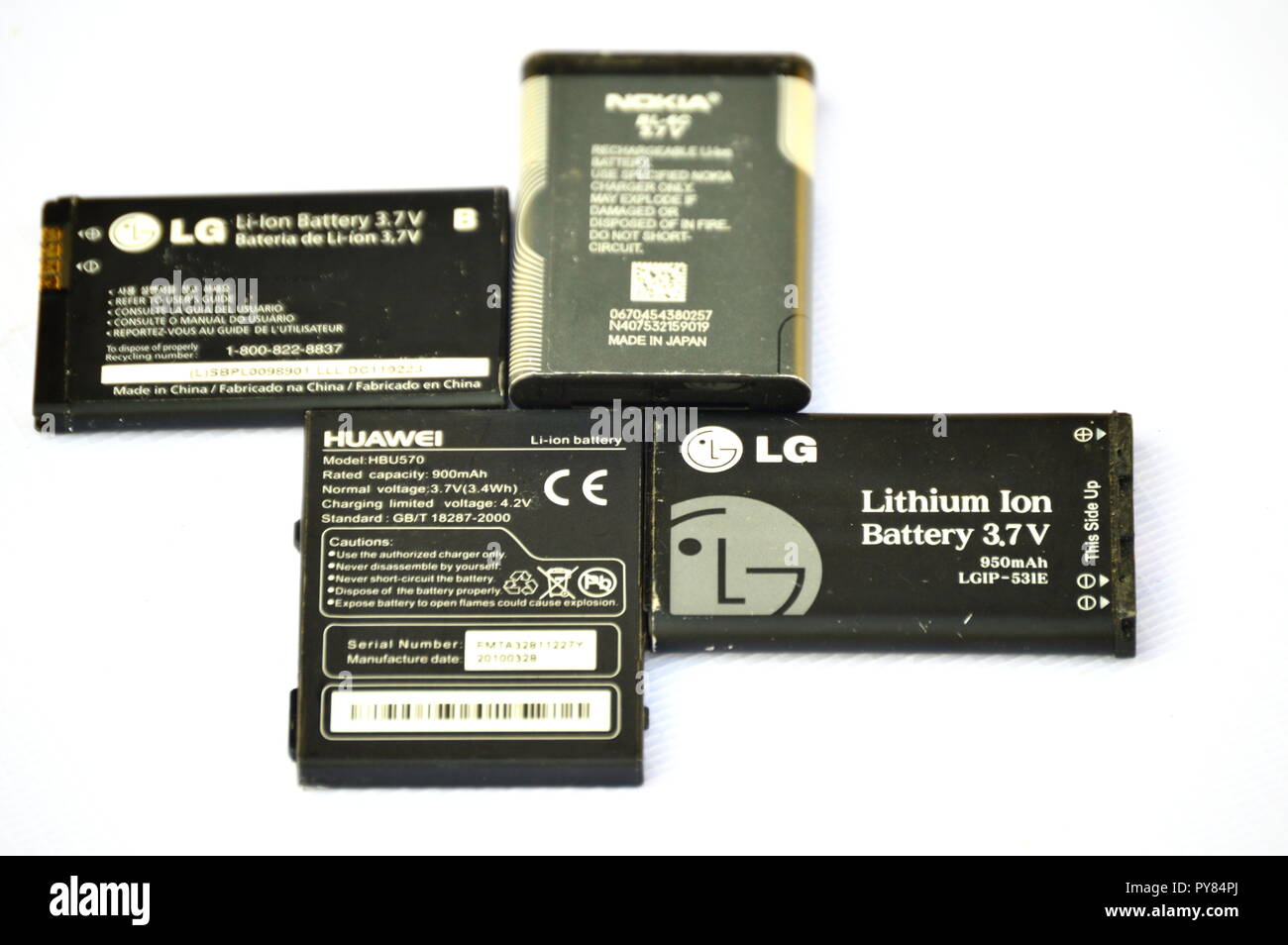 Some Lithium Ion batteries on white background Stock Photo - Alamy