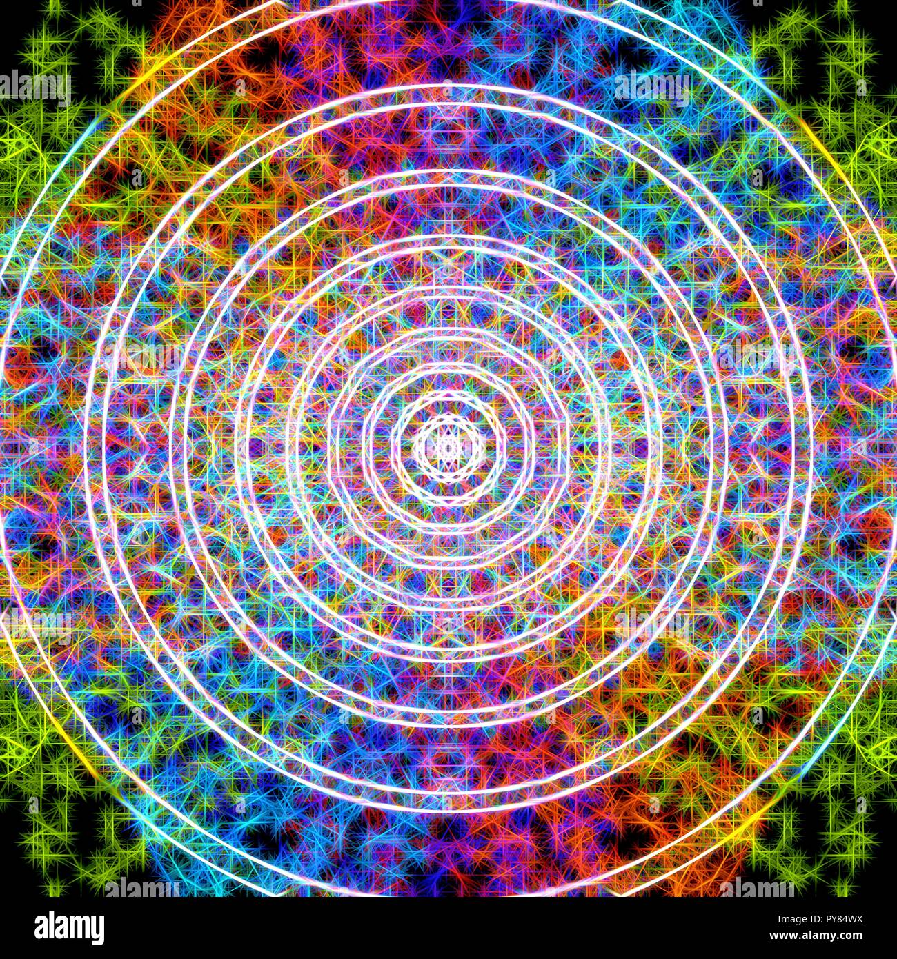A colorful and vivid image with abstract Sacred Geometry. A psychedelic ...