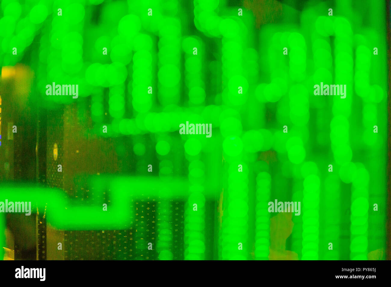 Abstract futuristic green led lights background. Blinking green neon ...