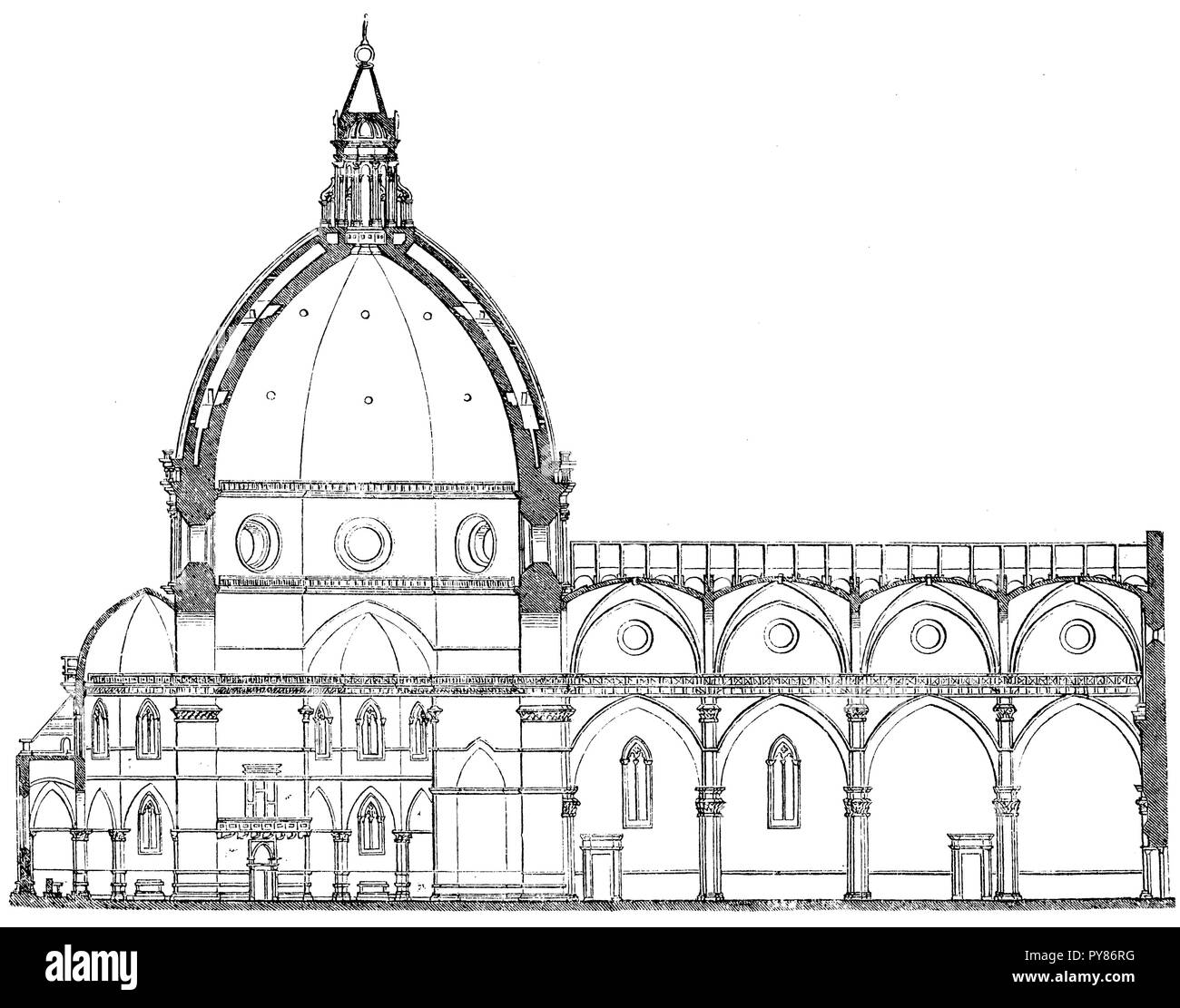 Cathedral of Florence: section, 1870 Stock Photo - Alamy