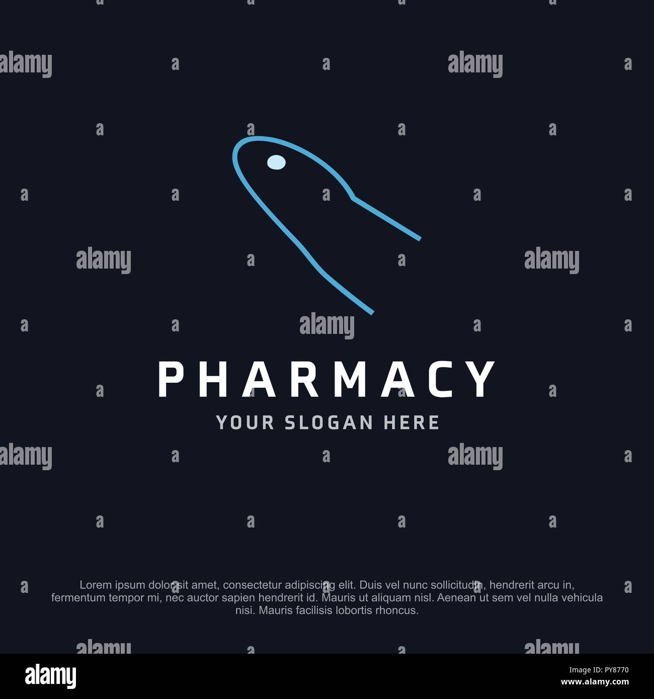 Pharmacy logo design with typography and dark background vector Stock ...