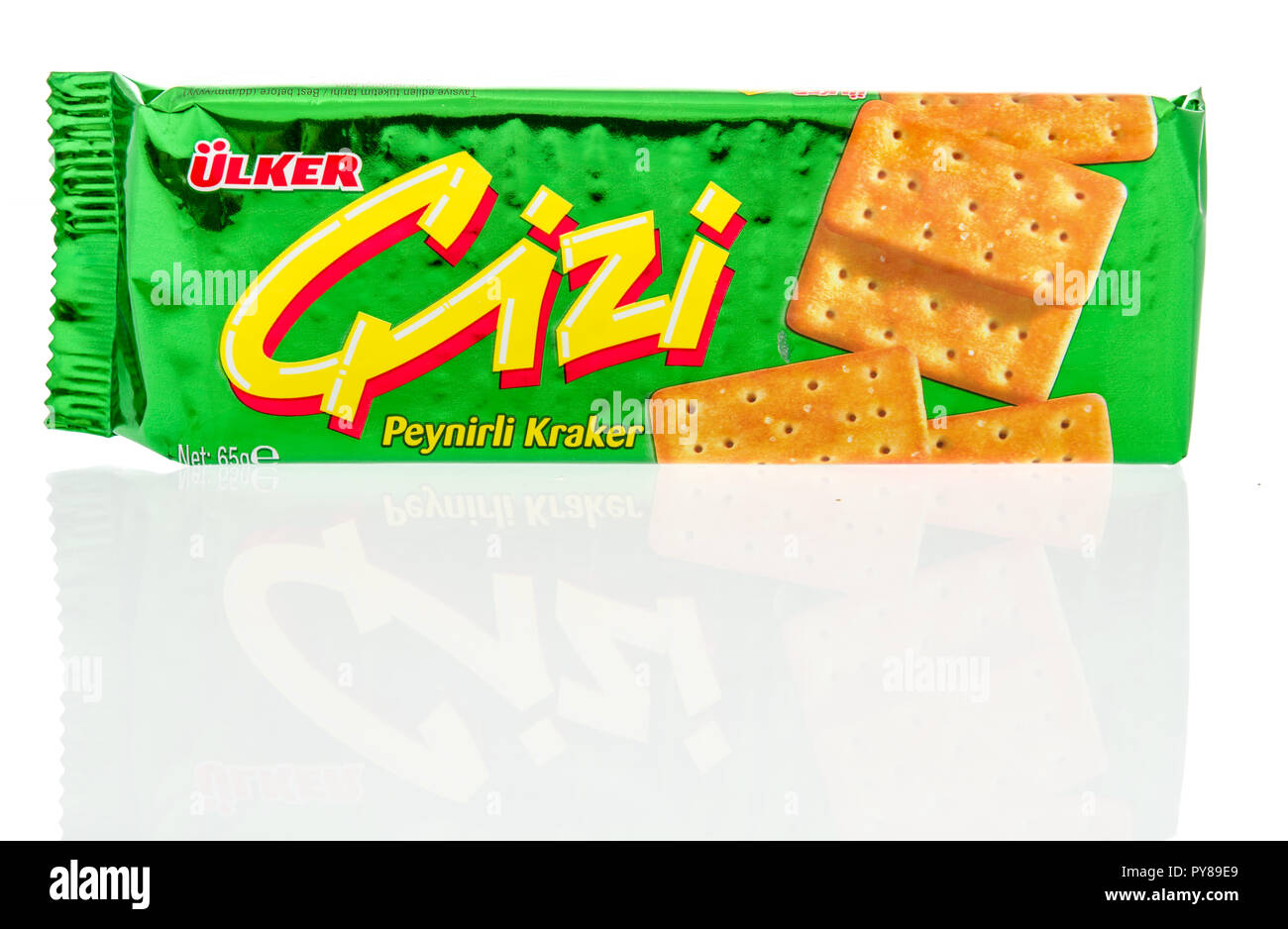 Winneconne, WI - 14 October 2018: A package of Ulker cizi salted cheese ...