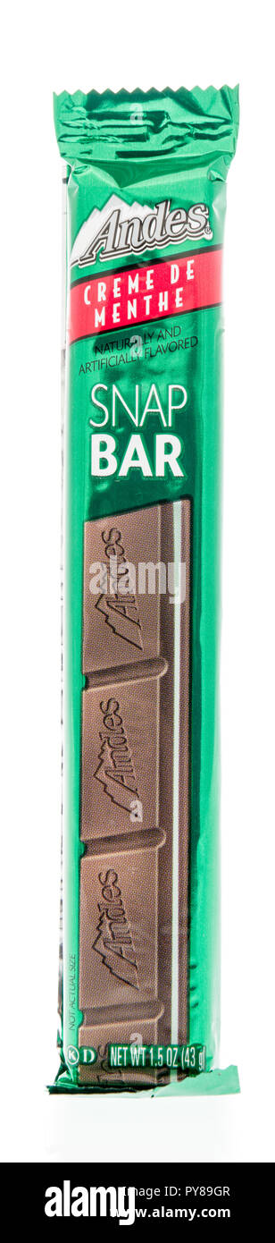 Winneconne, WI - 17 October 2018: A package of Andes creme de menthe ...