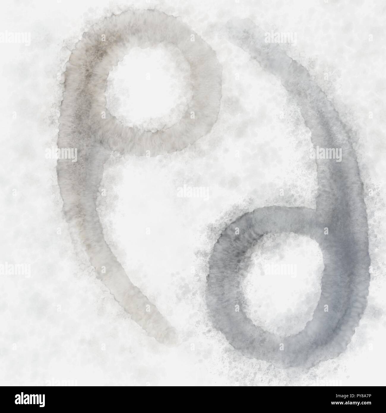 Cancer zodiac sign in watercolor. Aquarelle splash texture hand ...