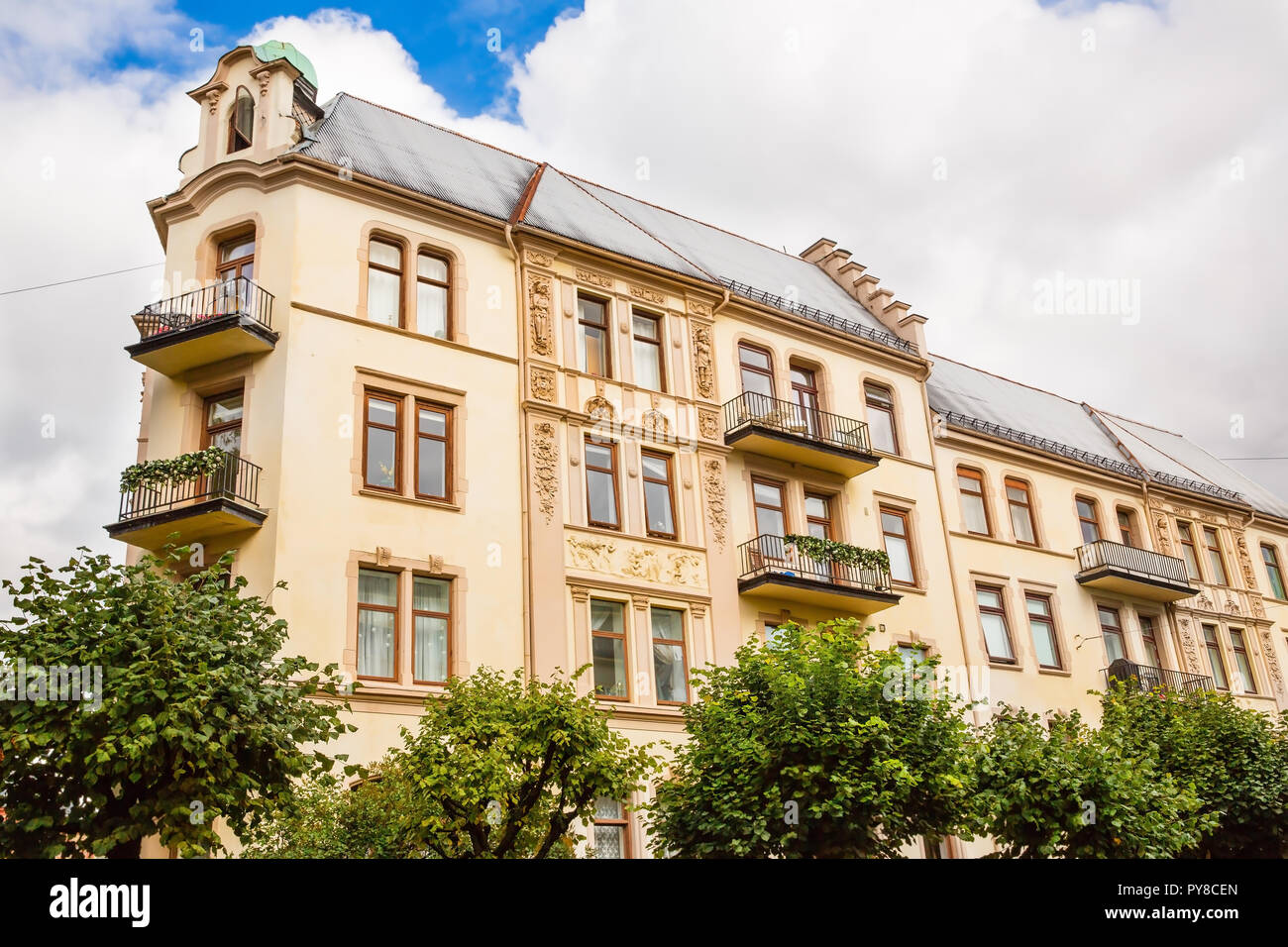 Old buildings with trees in Oslo city, Norway Stock Photo - Alamy