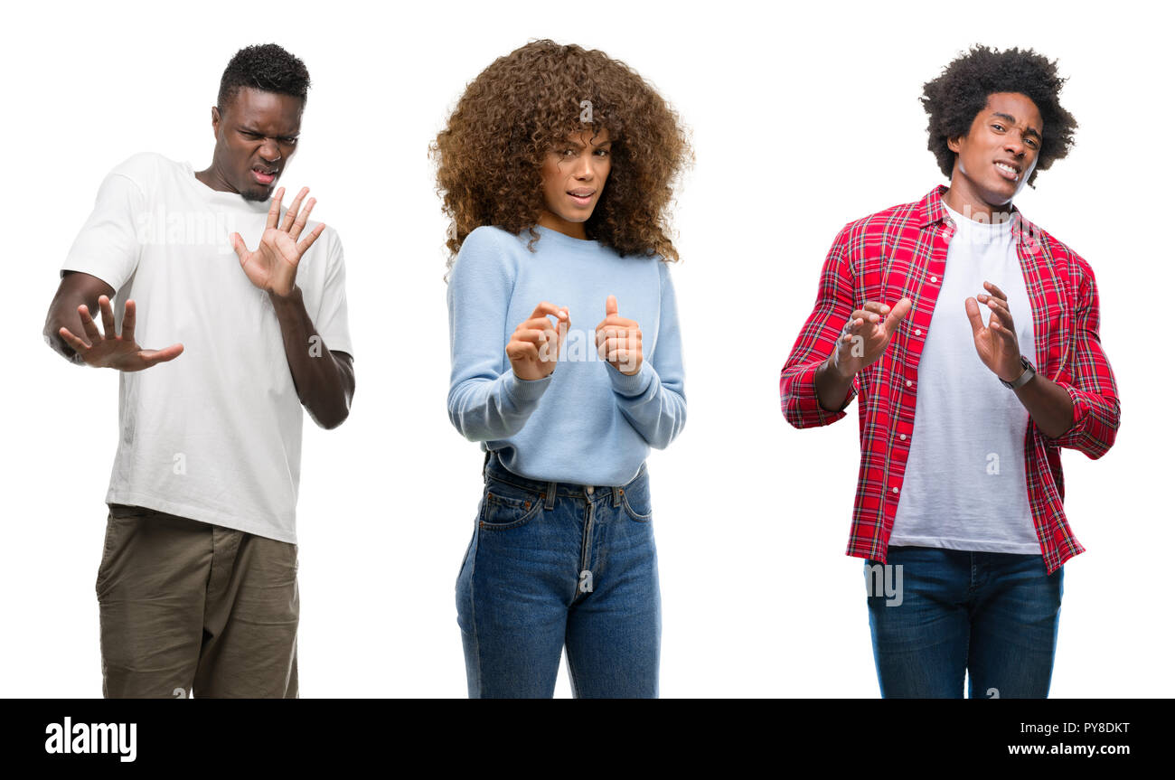 Collage of african american group of people over isolated background ...