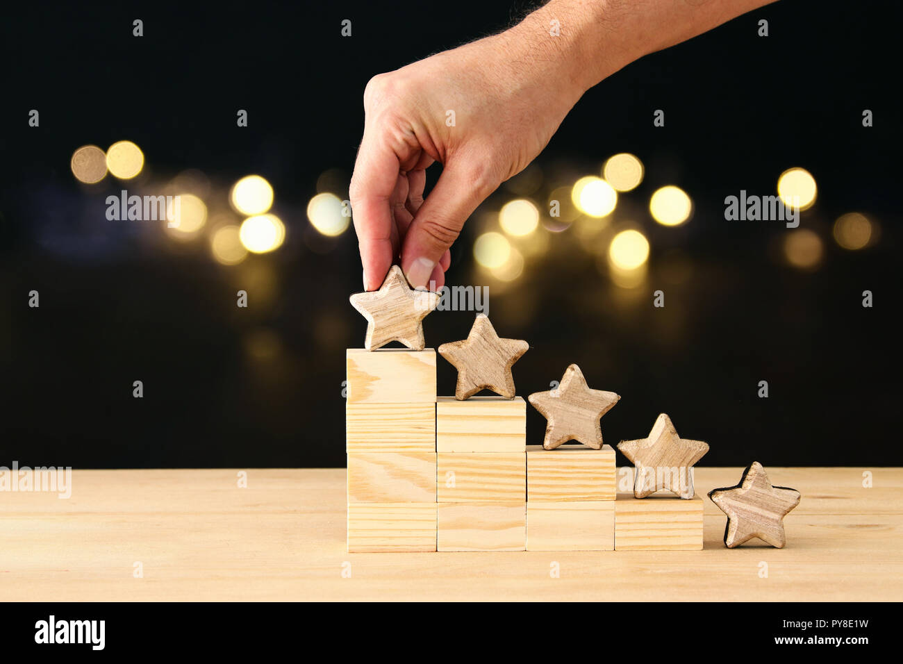 concept image of setting a five star goal. increase rating or ranking ...