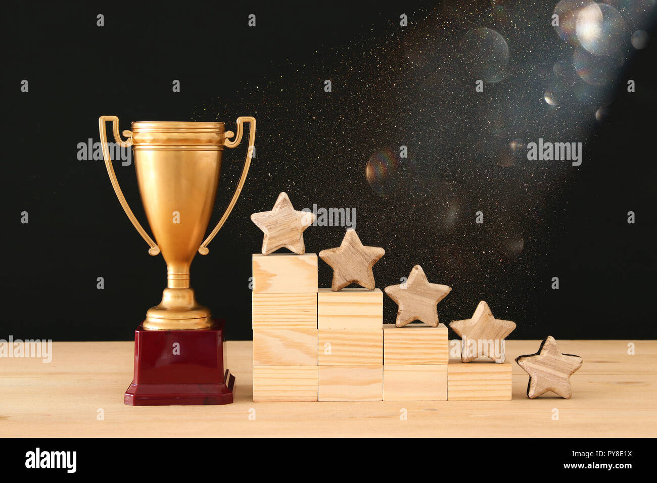 concept image of setting a five star goal. increase rating or ranking ...