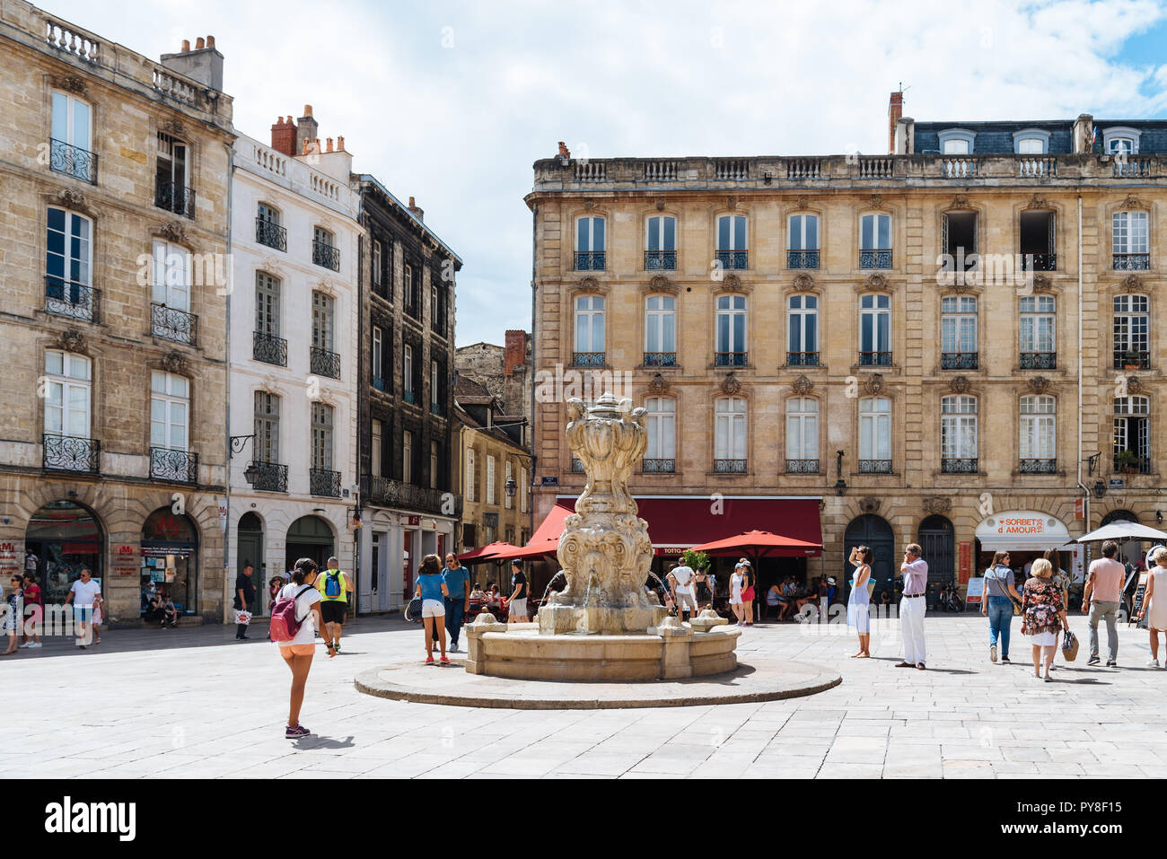 Bordeaux, France - July 22, 2018: Parliament Square or Place du ...
