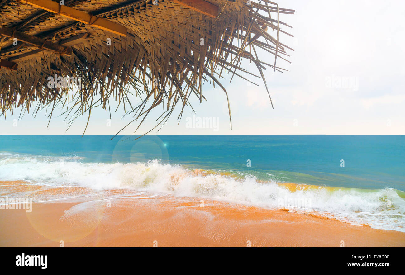 cane umbrella on the beach in the ocean Stock Photo - Alamy