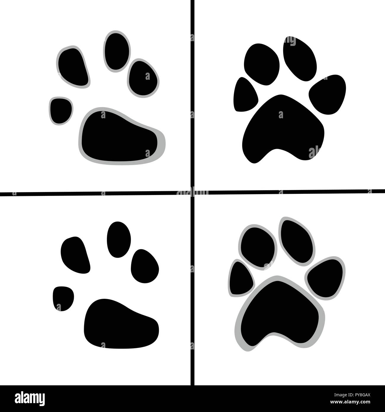 Vector illustration of prints of animal paws, flat style Stock Vector ...