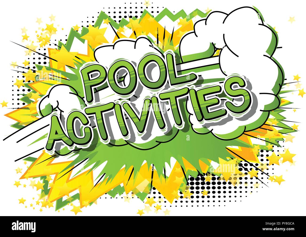 Pool Activities - Vector illustrated comic book style phrase Stock ...