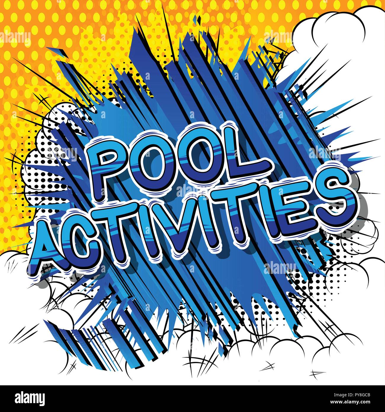 Pool Activities - Vector illustrated comic book style phrase Stock ...