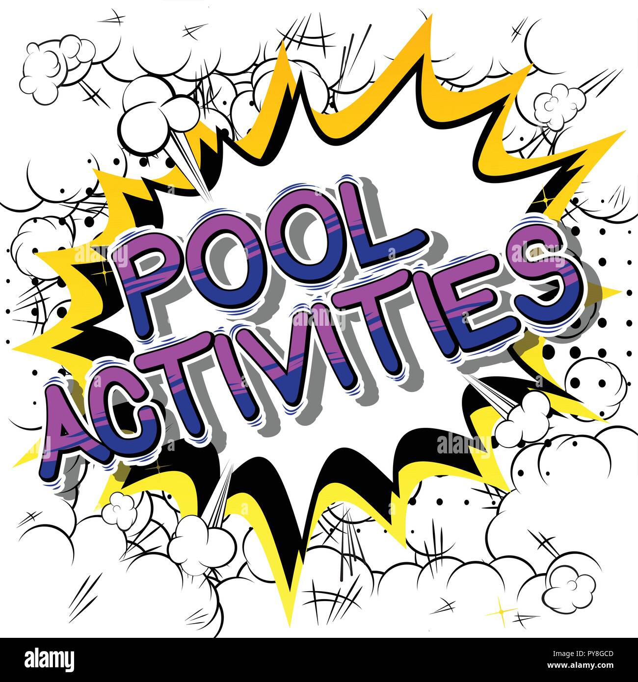 Pool Activities - Vector illustrated comic book style phrase Stock ...