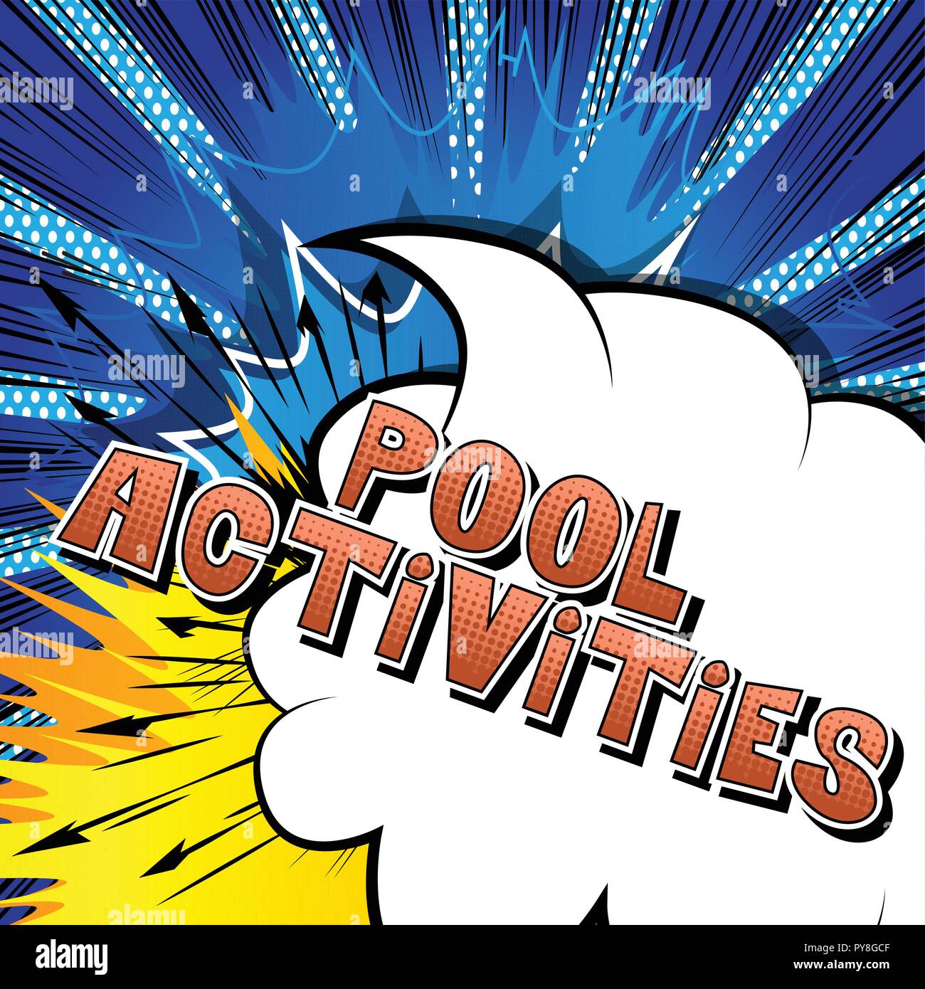 Pool Activities - Vector illustrated comic book style phrase Stock ...