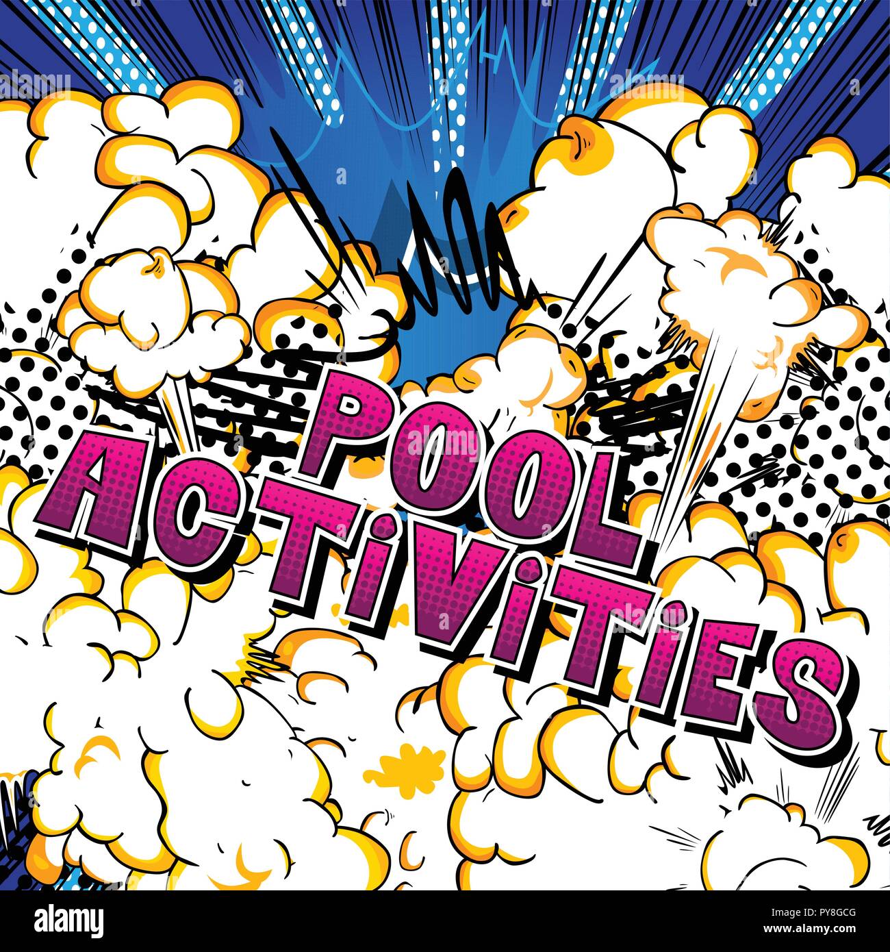 Pool Activities - Vector illustrated comic book style phrase Stock ...