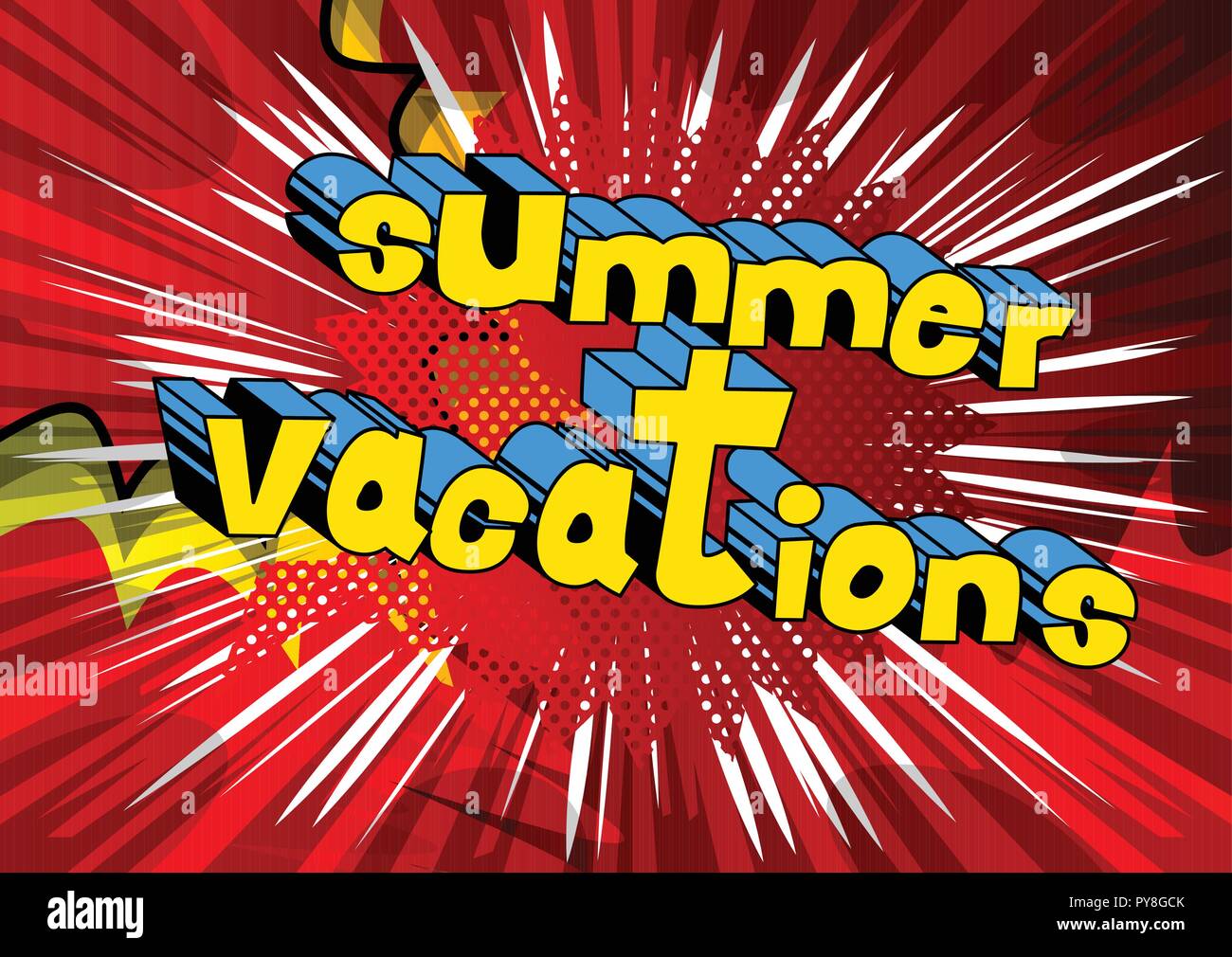 Summer Vacation - Vector illustrated comic book style phrase Stock ...