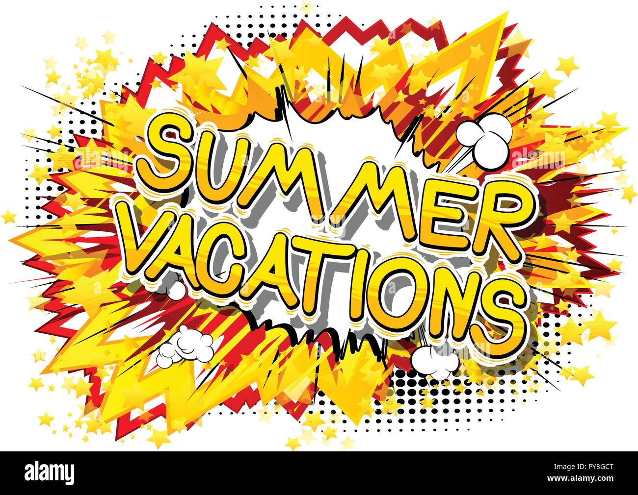 Summer Vacation - Vector illustrated comic book style phrase Stock ...