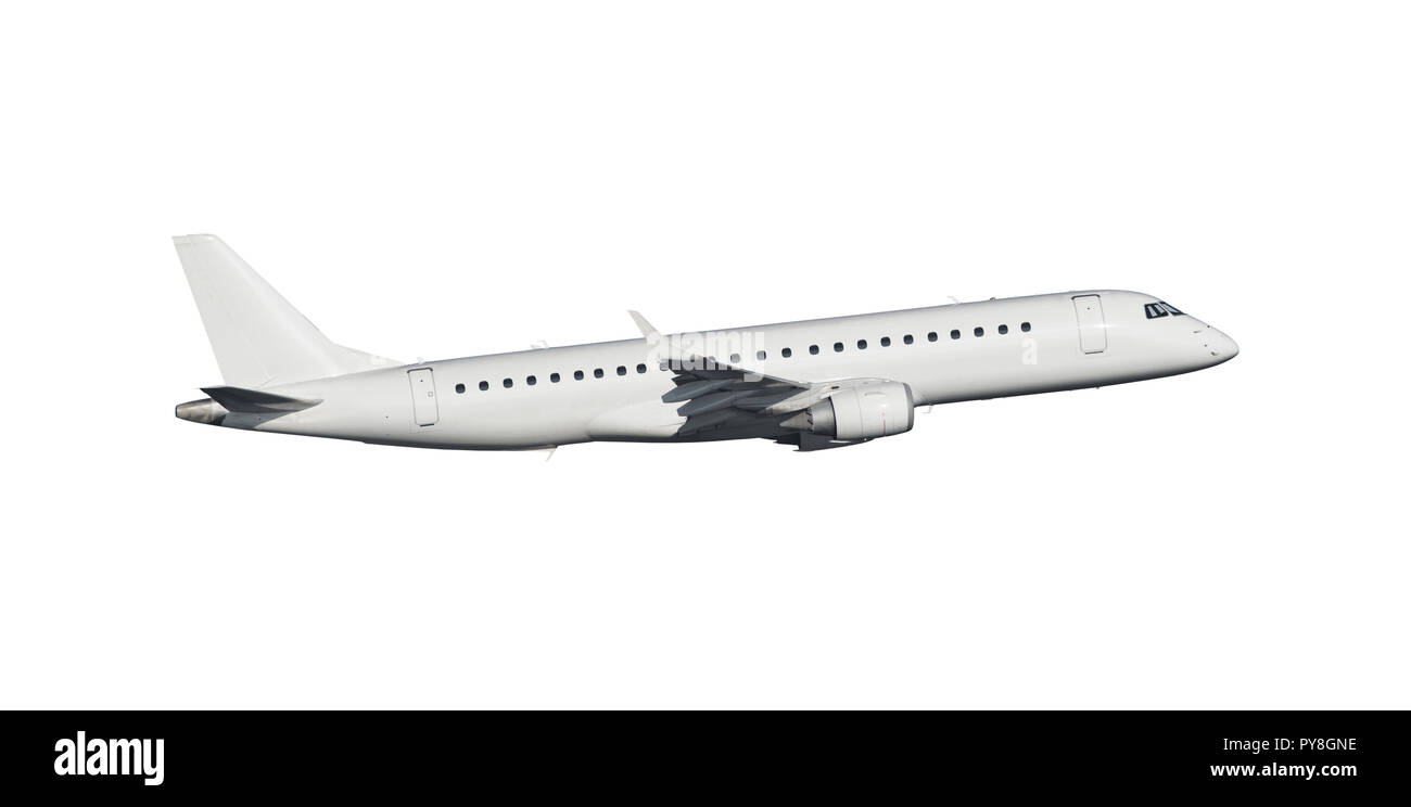 Modern commercial airplane isolated on white background with path Stock ...