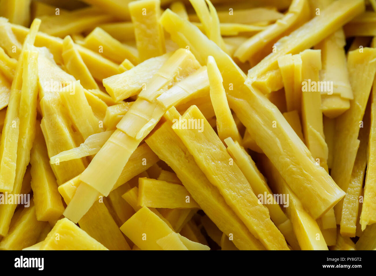 Full frame photo of bamboo shoots cut into pieces Stock Photo - Alamy