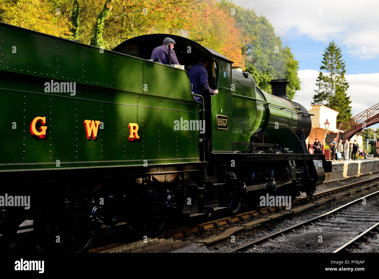 GWR 2800 class loco No 2857 entering Goathland station on the North ...