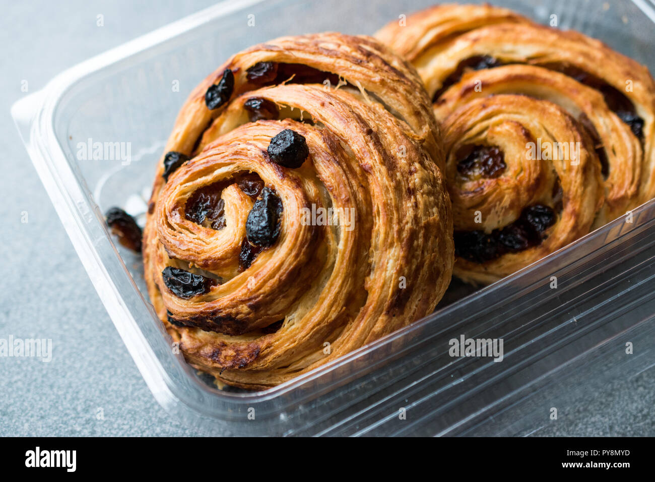 Danish Spiral Cinnamon Raisin Roll / German Pastry Schnecken in Plastic ...