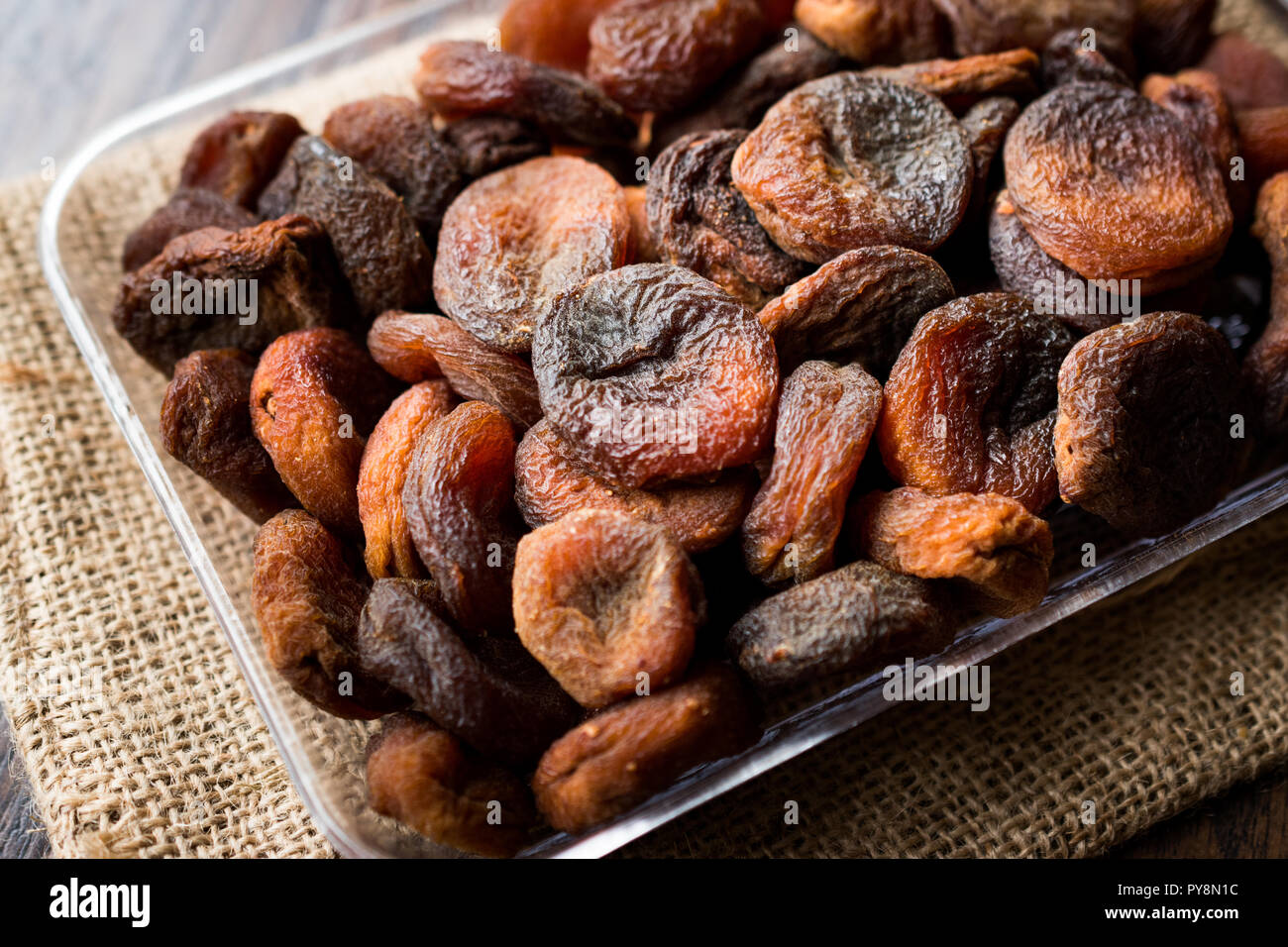 Turkish Style Sun-dried Apricots in Plastic Box / Container. Organic ...