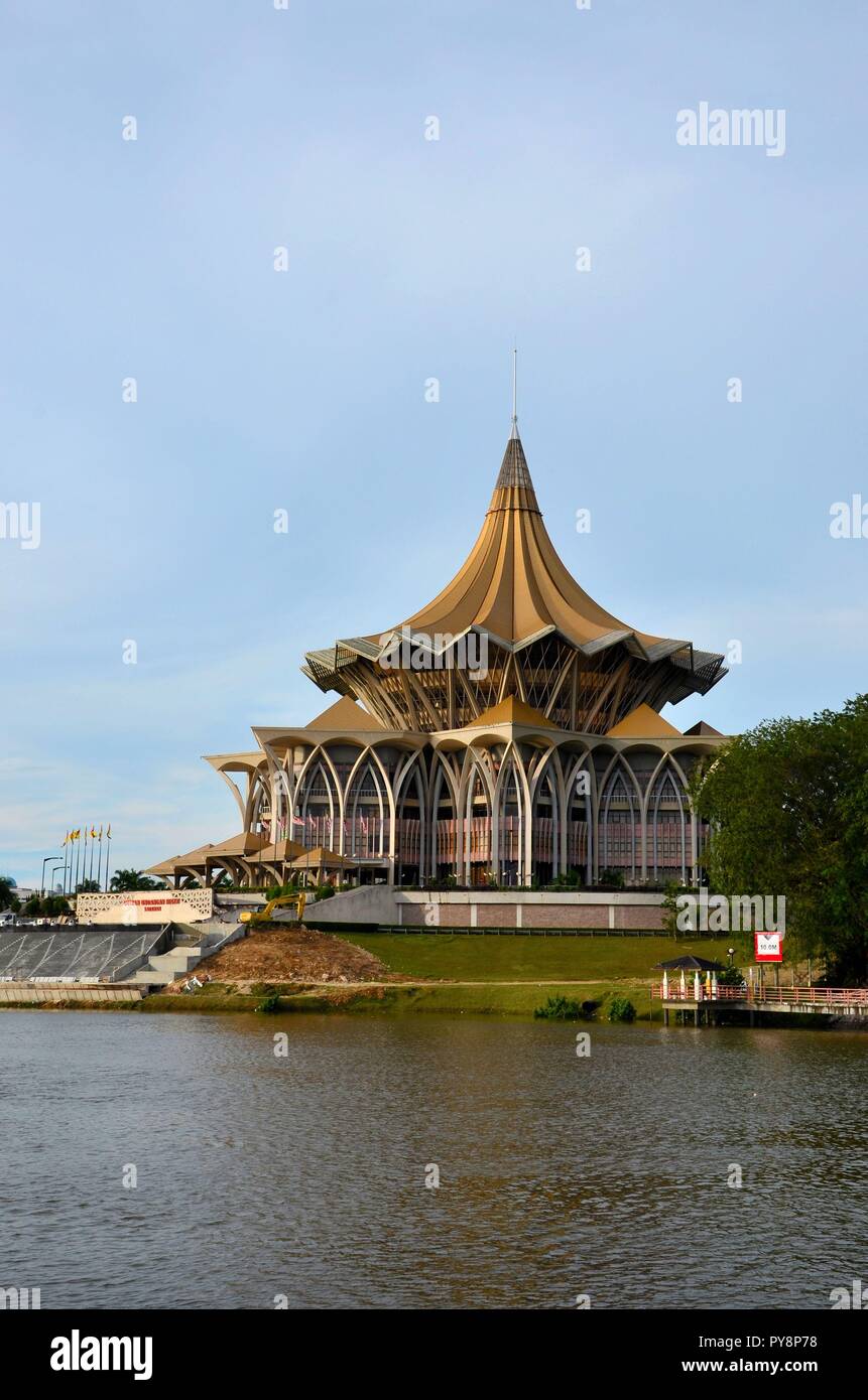 Sarawak state legislative parliamentary assembly building on north bank ...
