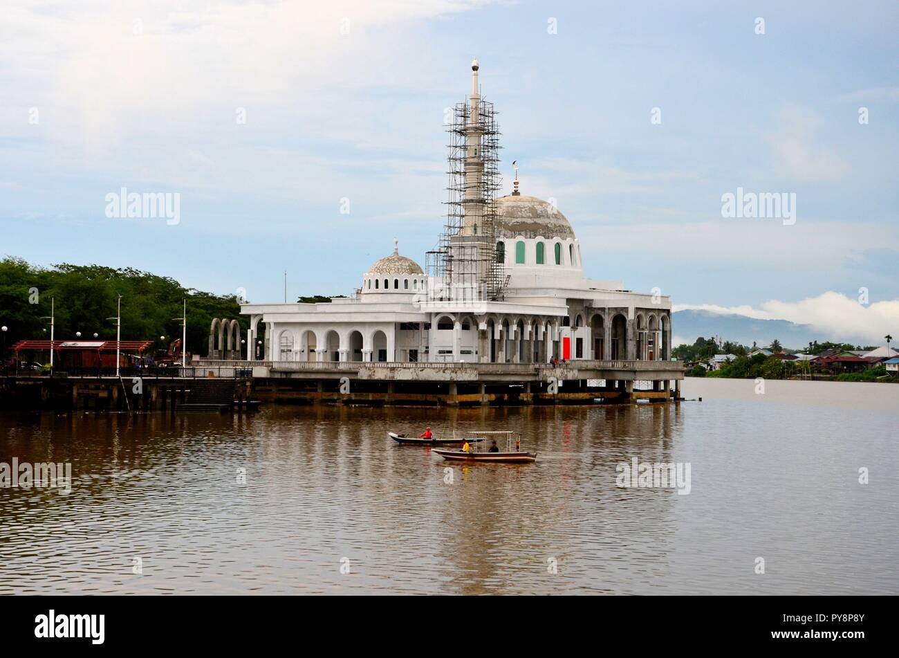 New under construction Islamic floating mosque with two domes at ...