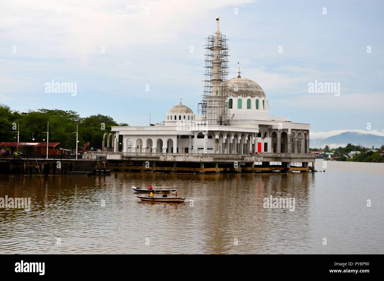 New under construction Islamic floating mosque with two domes at ...