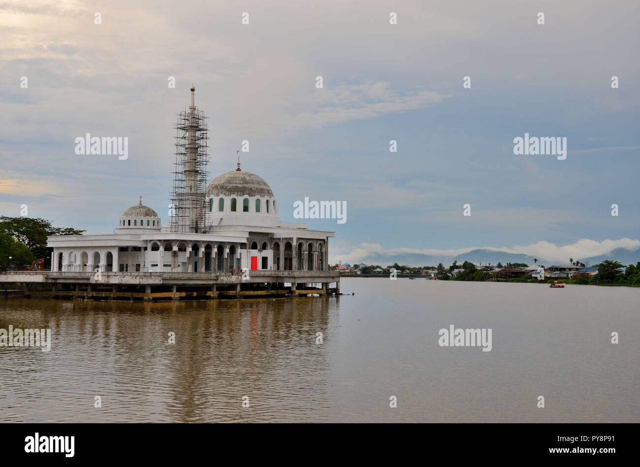 New under construction Islamic floating mosque with two domes at ...