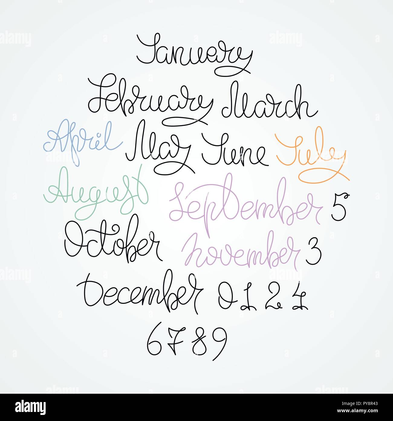 Calendar collection of months and numbers for all year, week, seasons ...