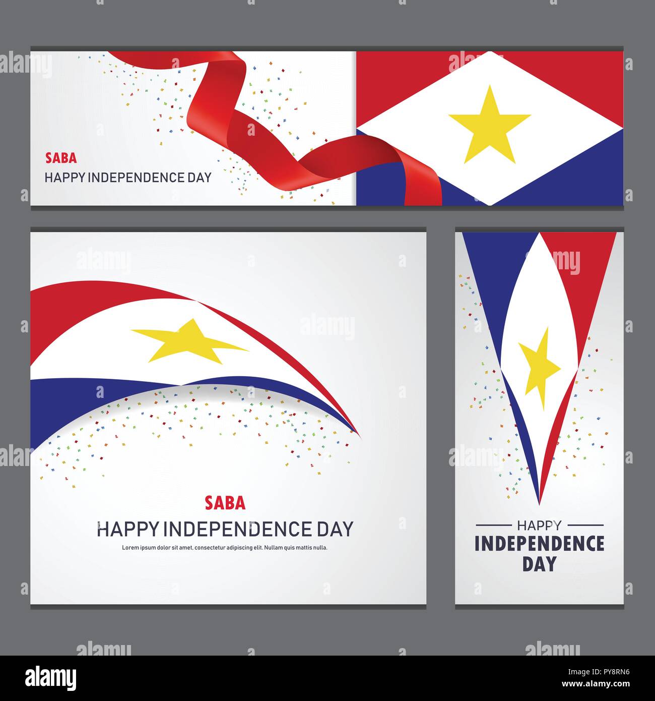 Happy saba independence day Banner and Background Set Stock Vector ...