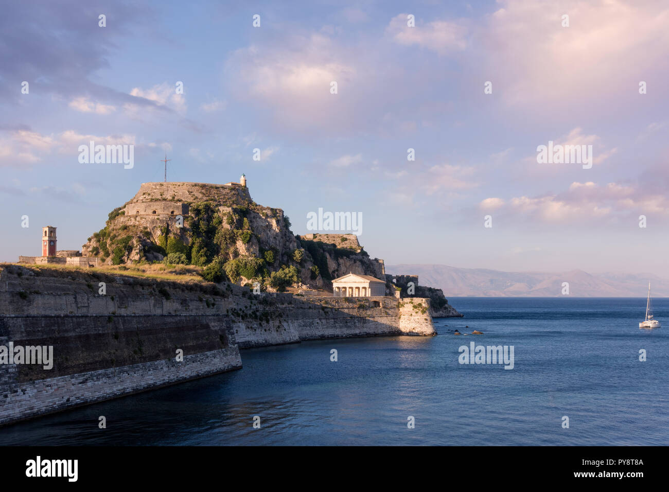 The old fort of Corfu island, Greece, at dusk Stock Photo - Alamy