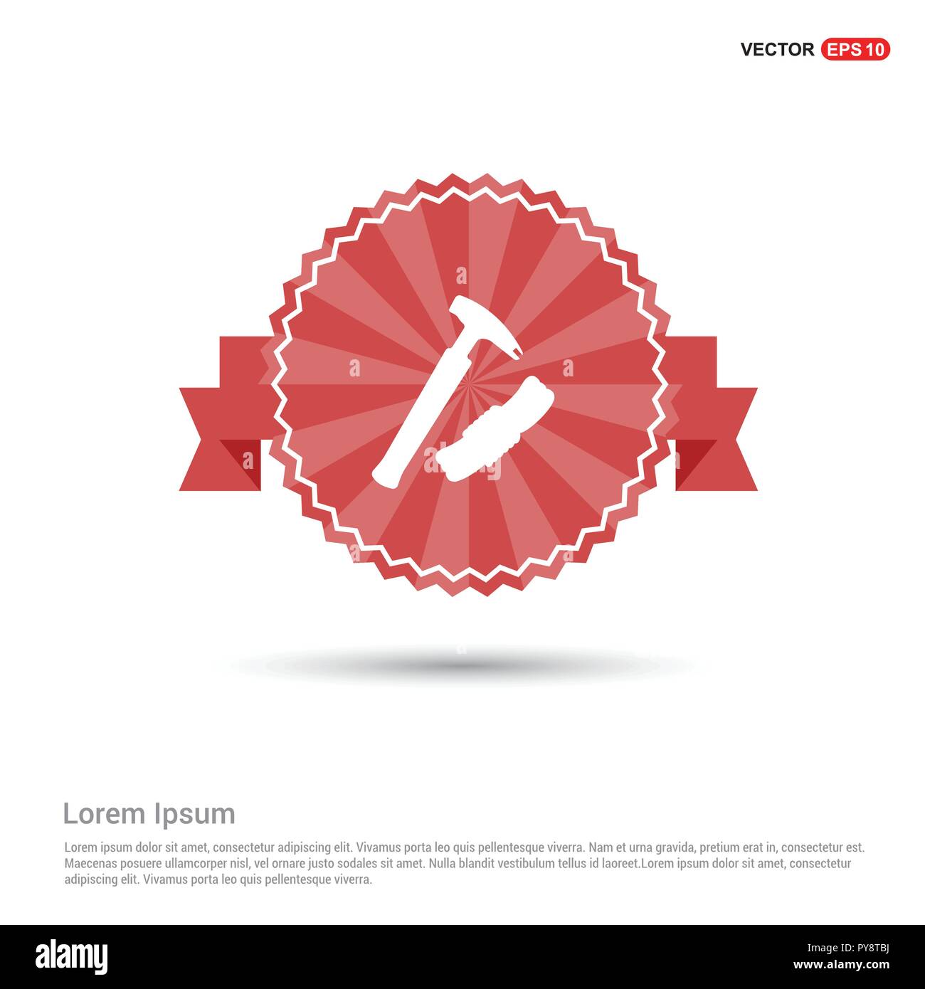 Hammer Tool Icon - Red Ribbon banner Stock Vector Image & Art - Alamy