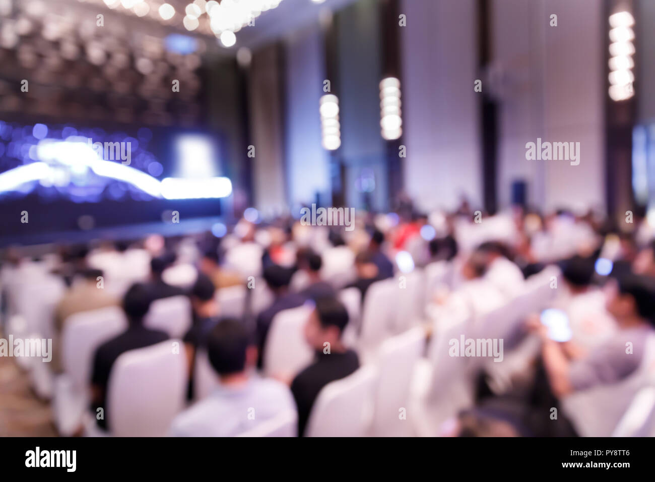 Abstract blur audience people in press conference event or corporate ...