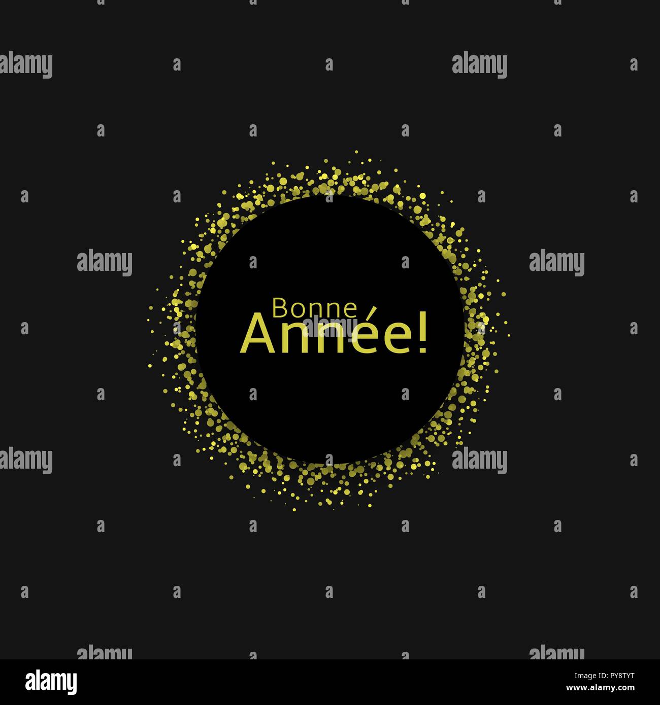 French New Year label. Bonne Annee, Golden confetti label Stock Vector ...