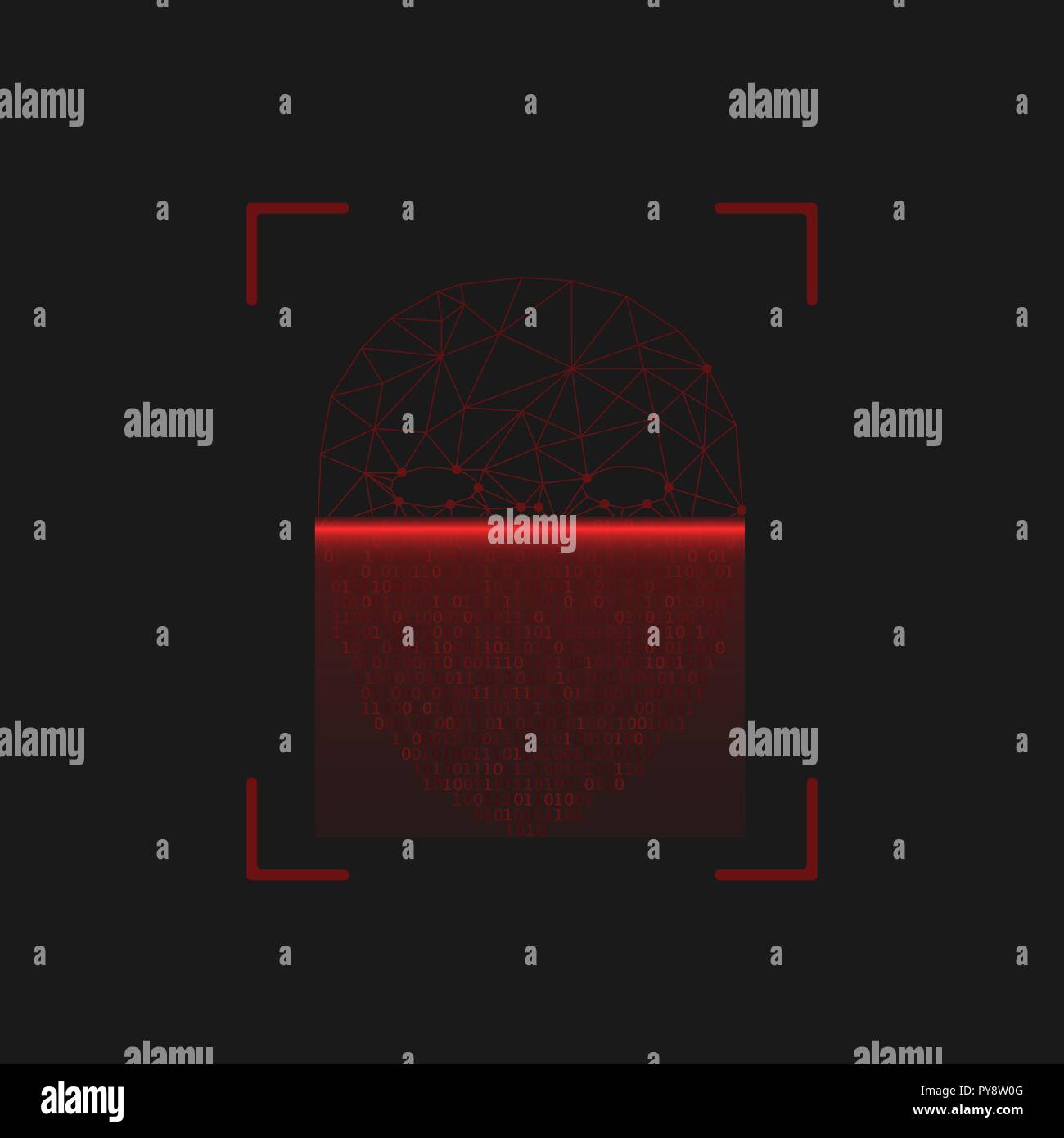 Red Face icon scanning. Facial recognition system, Vector illustration ...