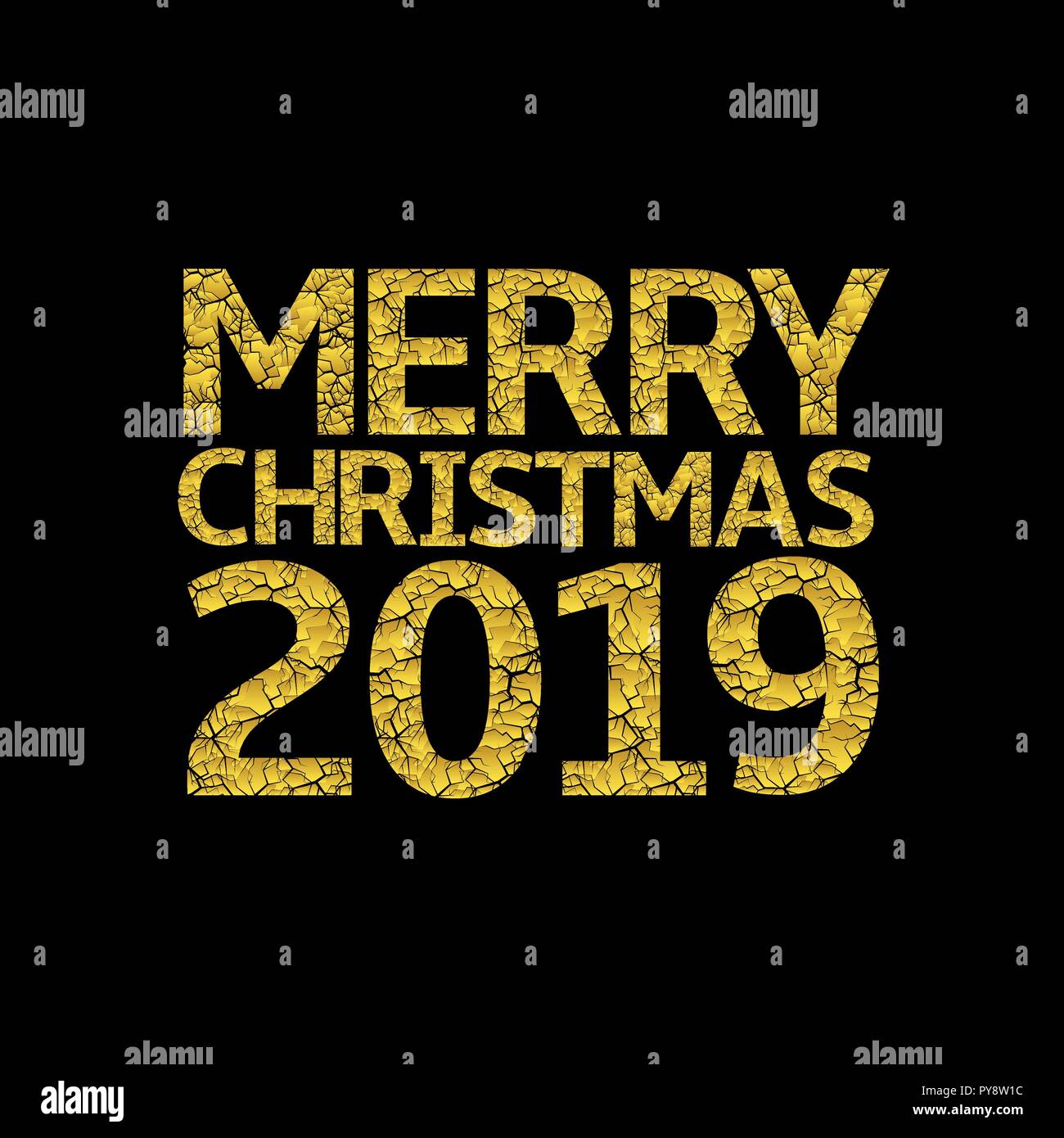 Merry Christmas 2019, golden text over black background. Vector ...