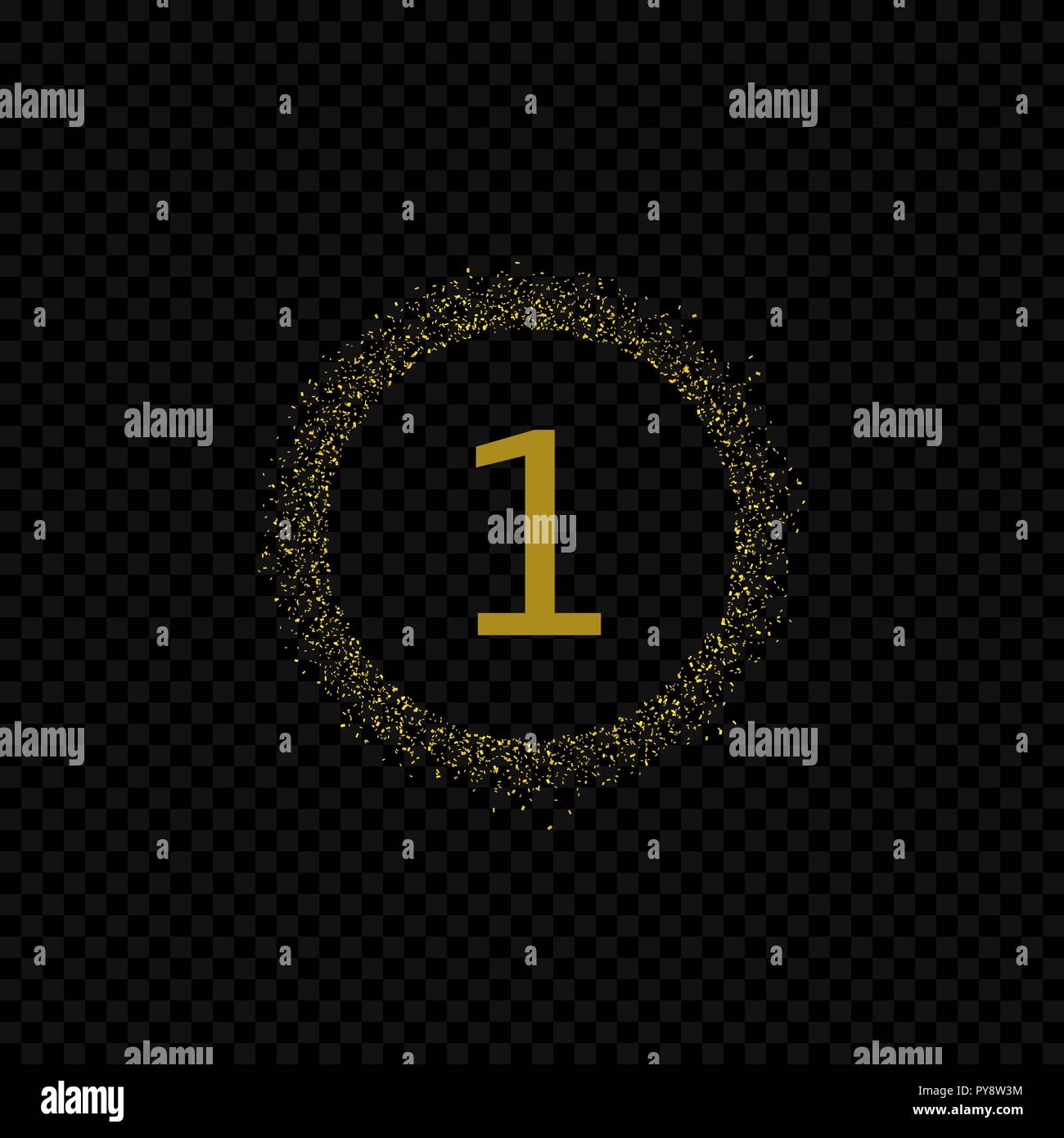 First place symbol. Golden number one sign with golden sparkles and ...